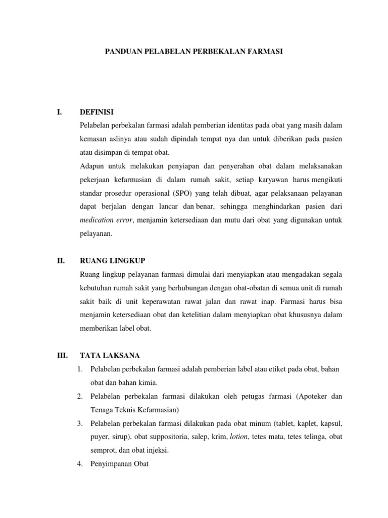 Panduan Pelabelan Obat Farmasi | PDF
