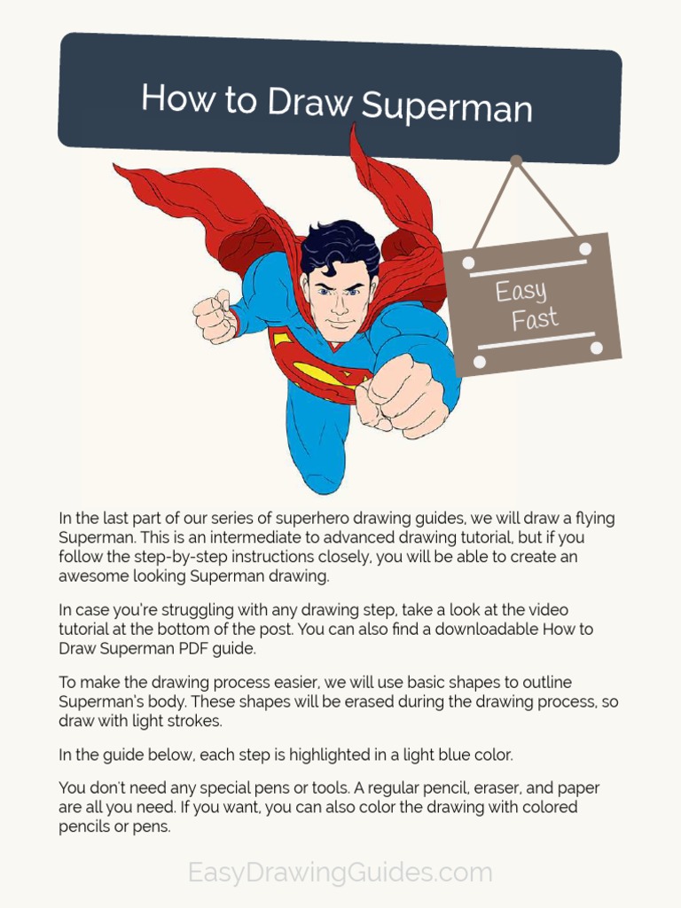 How To Draw Superman Full Guide EasyDrawingGuides - Com Hds 00054 | PDF ...