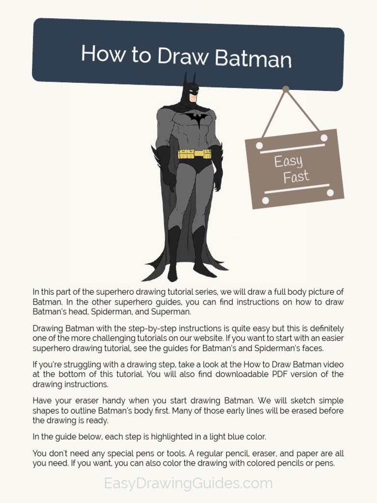 How To Draw Batman Full Guide EasyDrawingGuides - Com HDB 00051 | PDF ...