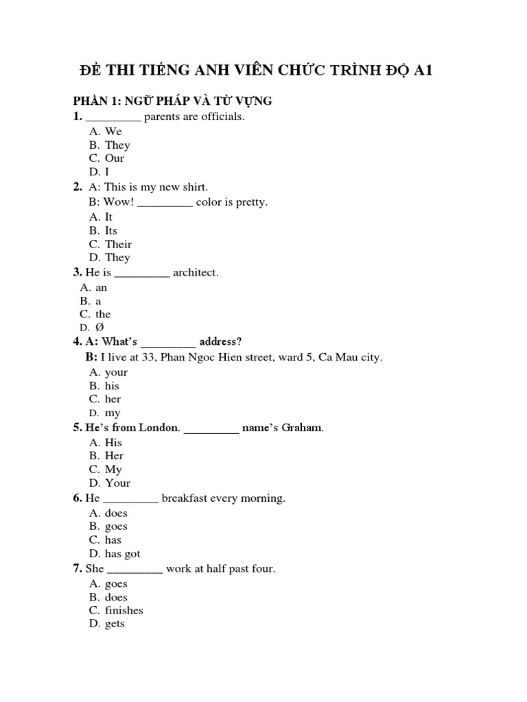 A2 Sample Test of Vstep | PDF | Vietnam | Leisure