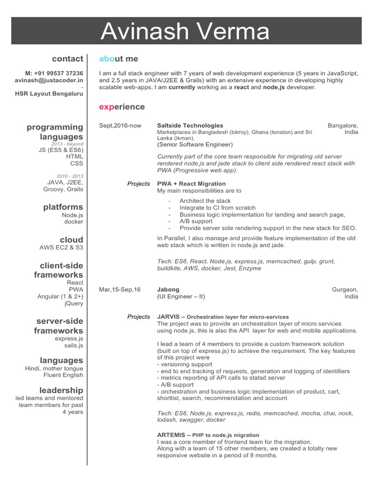Resume | PDF | Web Application | Software Engineering