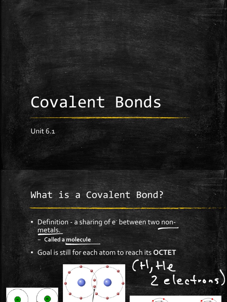 Covalent Bonds: Unit 6.1 | PDF