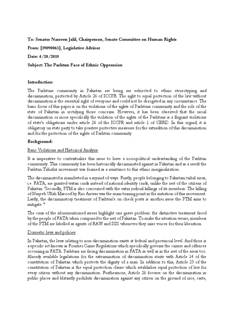 19090063-Law 353 Policy Memo | PDF | Discrimination | Federally ...