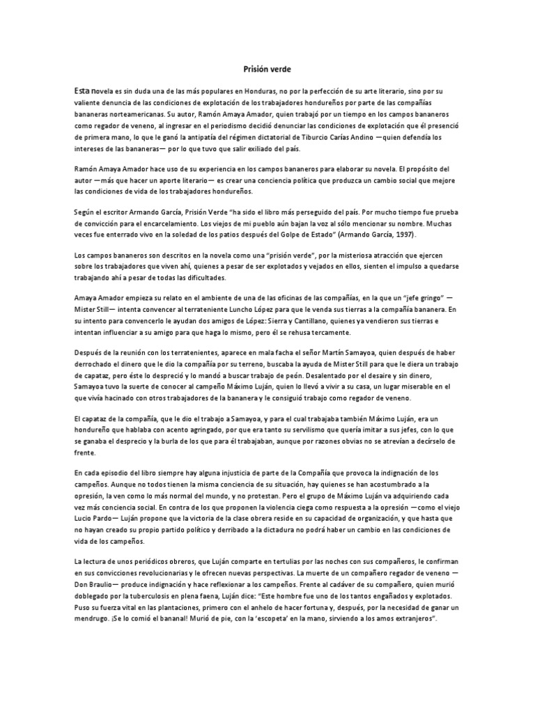 Prisión Verde | PDF | Honduras | Novelas
