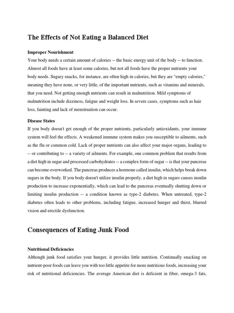The Effects of Not Eating A Balanced Diet2 | PDF | Junk Food | Nutrition