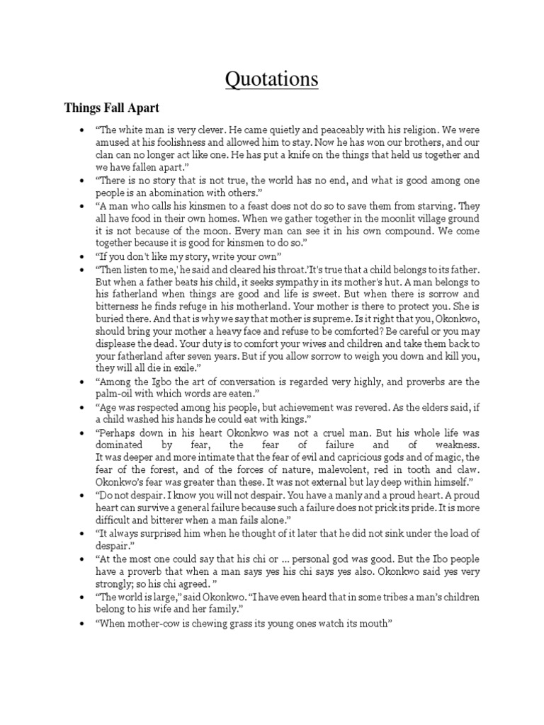 Quotations: Things Fall Apart | PDF