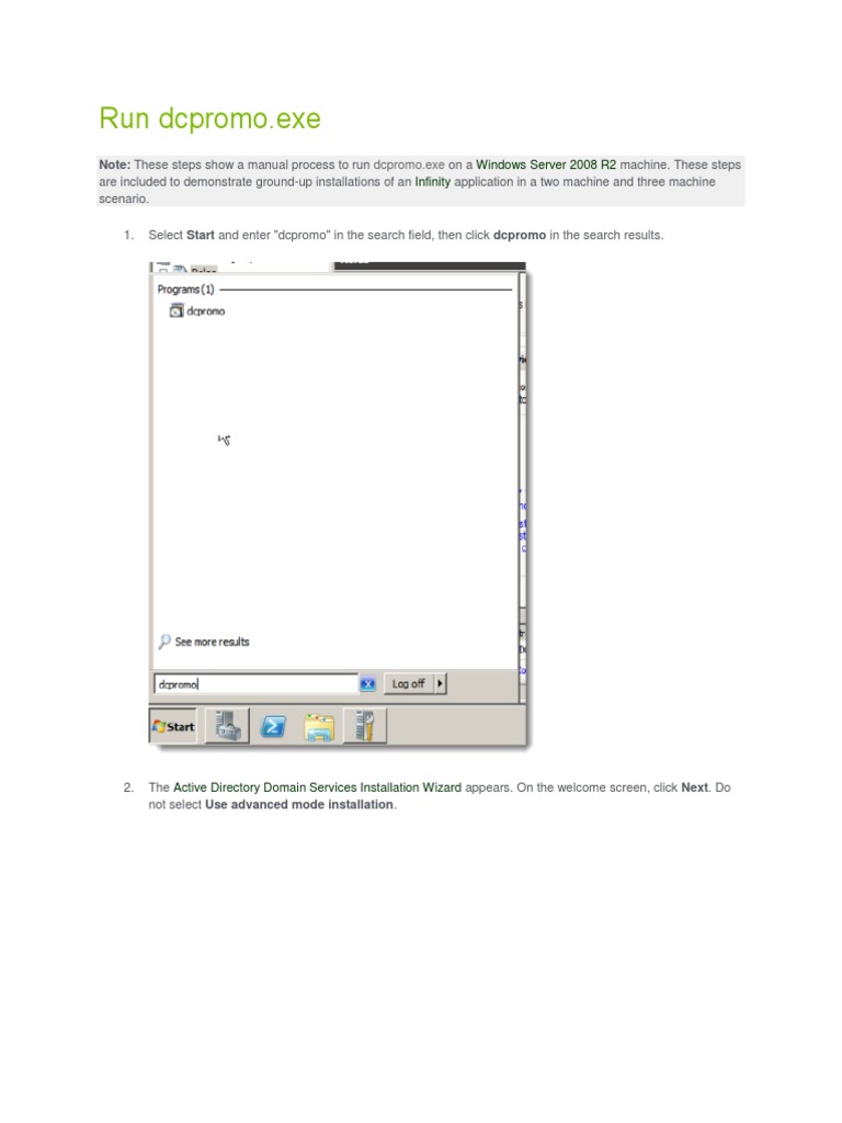 Run Dcpromo - Exe: Windows Server 2008 R2 Infinity | PDF | Computers