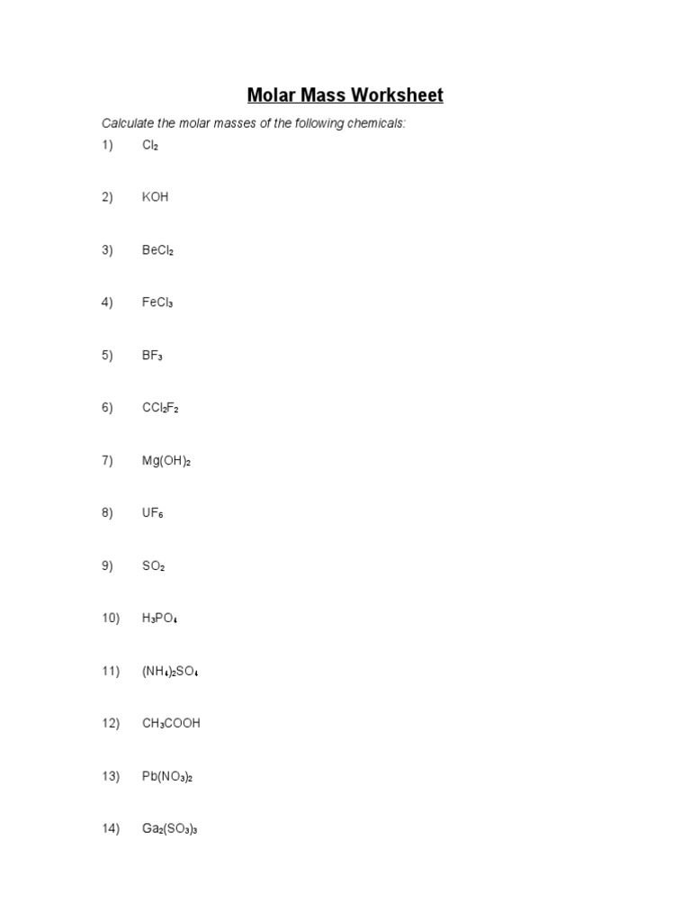Chemistry Students' Molar Mass Guide | PDF