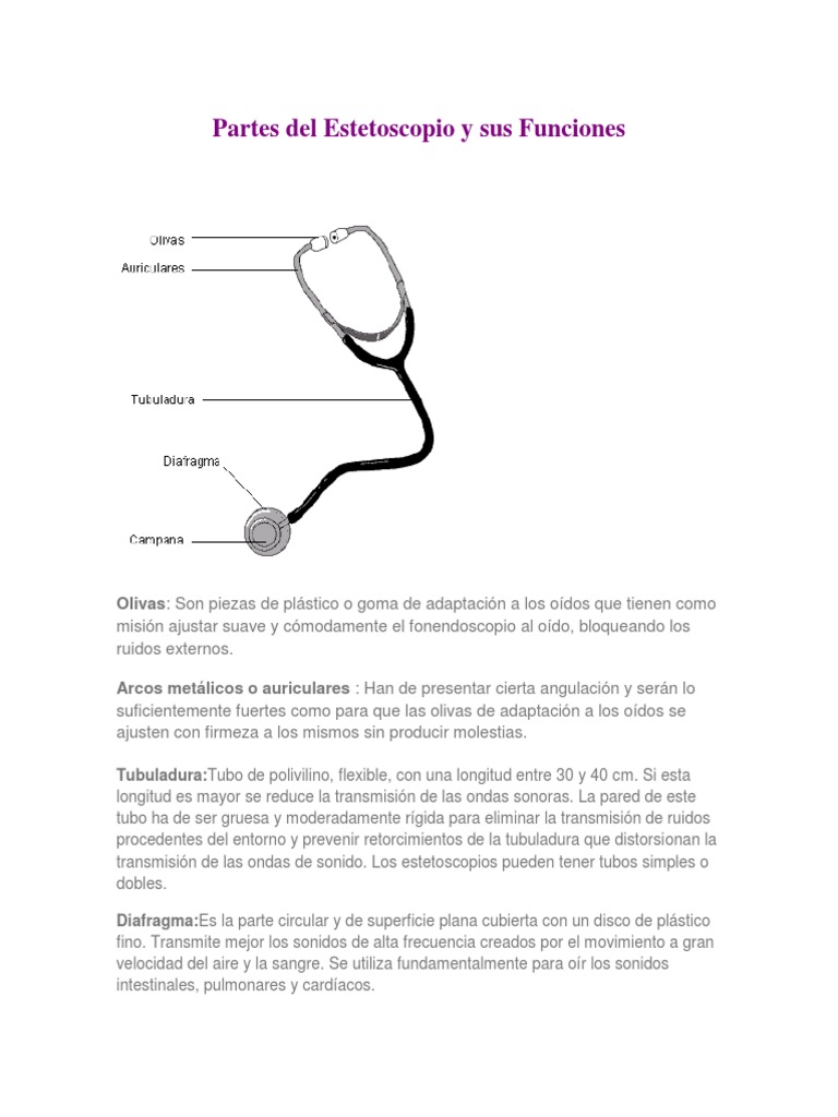 Partes Del Estetoscopio Y Sus Funciones Pdf