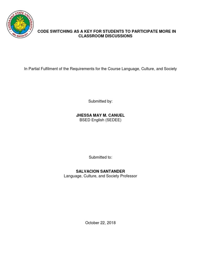 Code Switching As A Key For Students To Participate More in Classroom ...