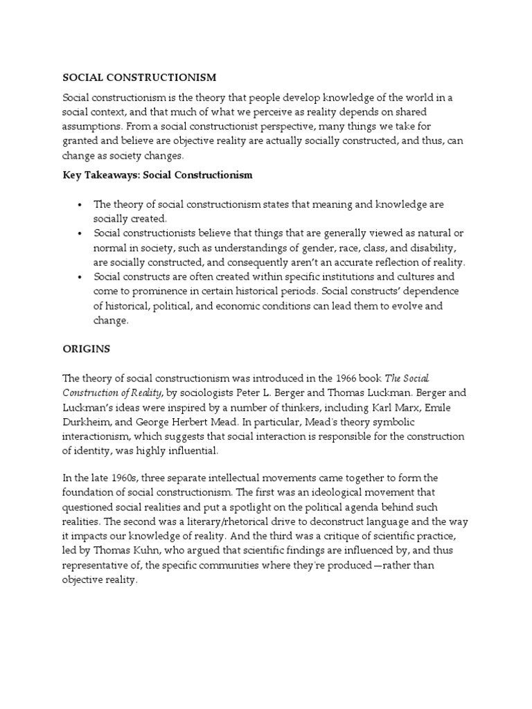 Social Constructionism: Construction of Reality, by Sociologists Peter ...