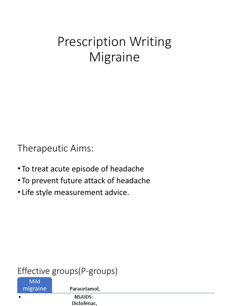 Prescription Writing Migraine | PDF | Migraine | Headache