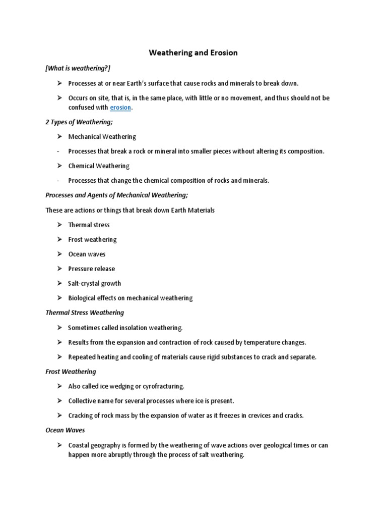 Weathering and Erosion | PDF | Weathering | Erosion