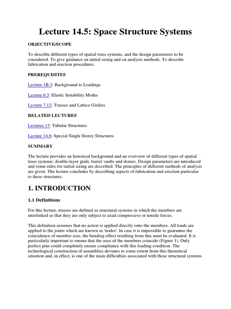 Space Structure System | PDF | Truss | Dome