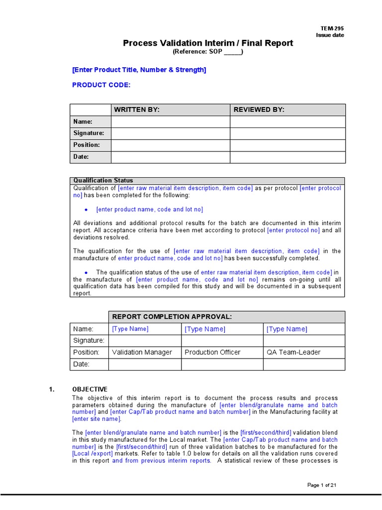 Process Validation Report | PDF | Tablet (Pharmacy) | Assay