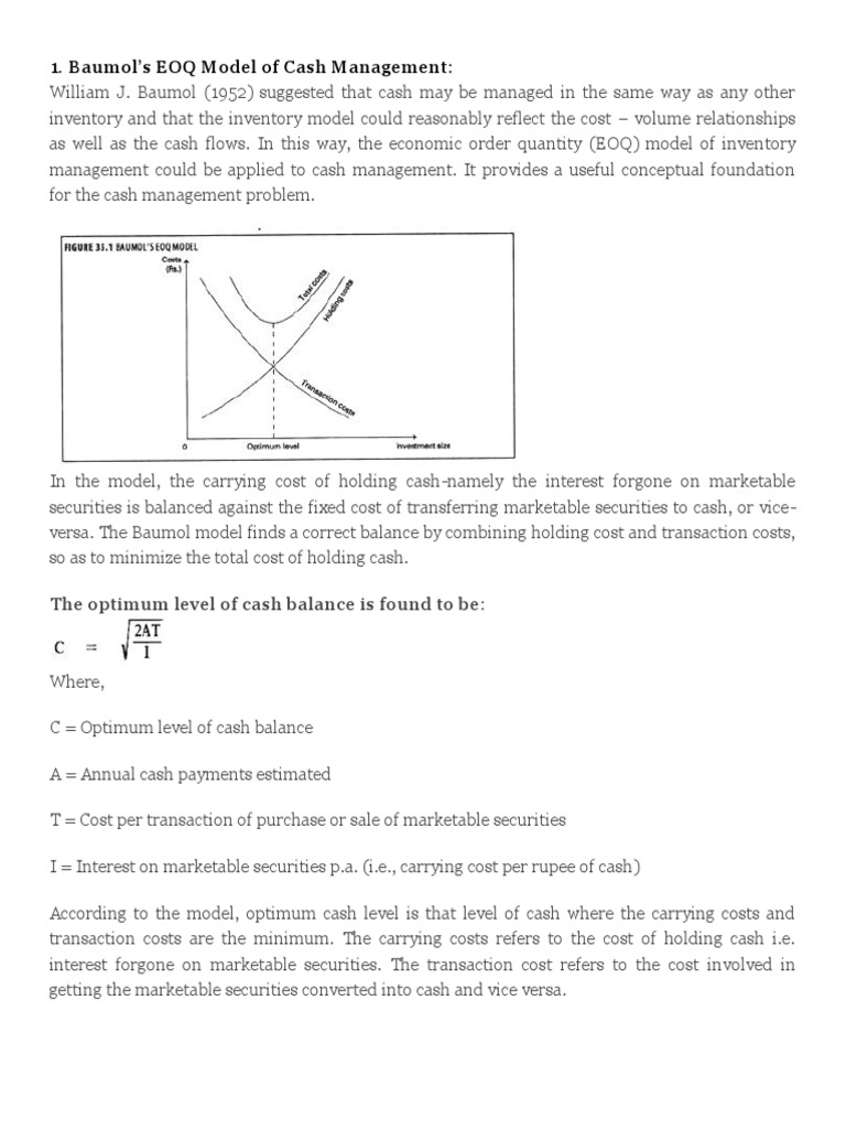 Cash Management Models | PDF | Interest | Securities (Finance)