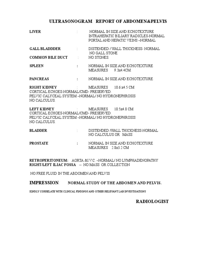 Usg Format Male | PDF