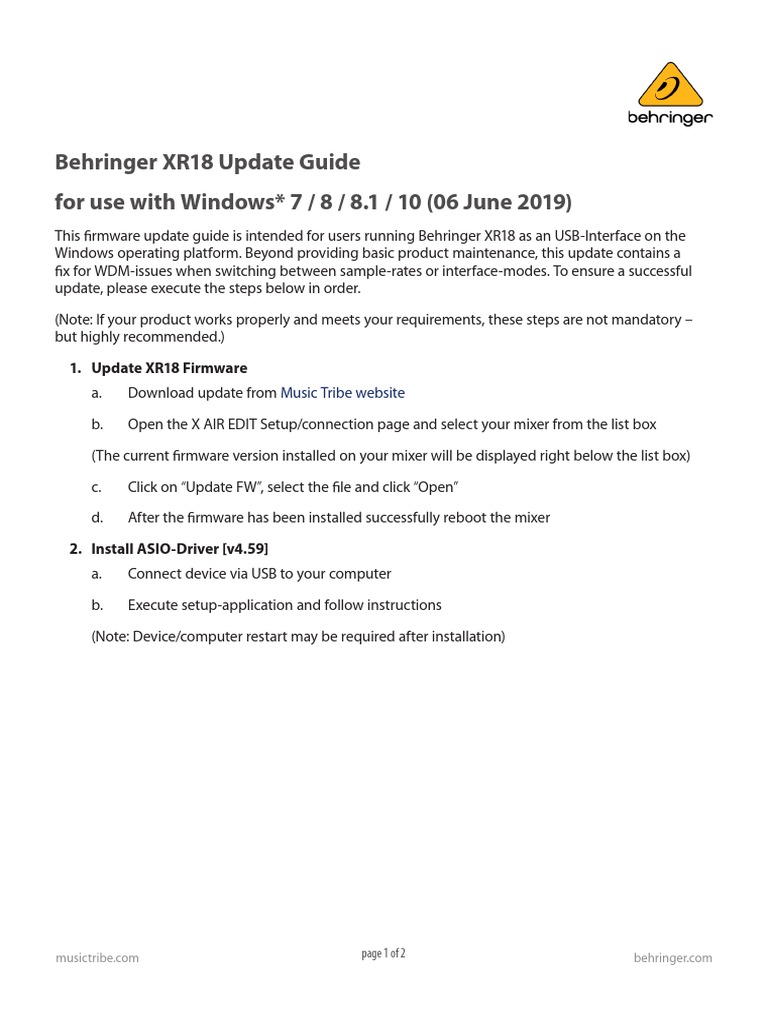 Readme XR18 PDF | PDF | Microsoft Windows | Trademark
