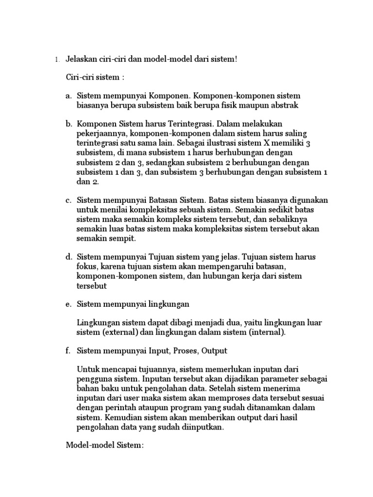 Ciri dan Model Sistem dalam Organisasi | PDF