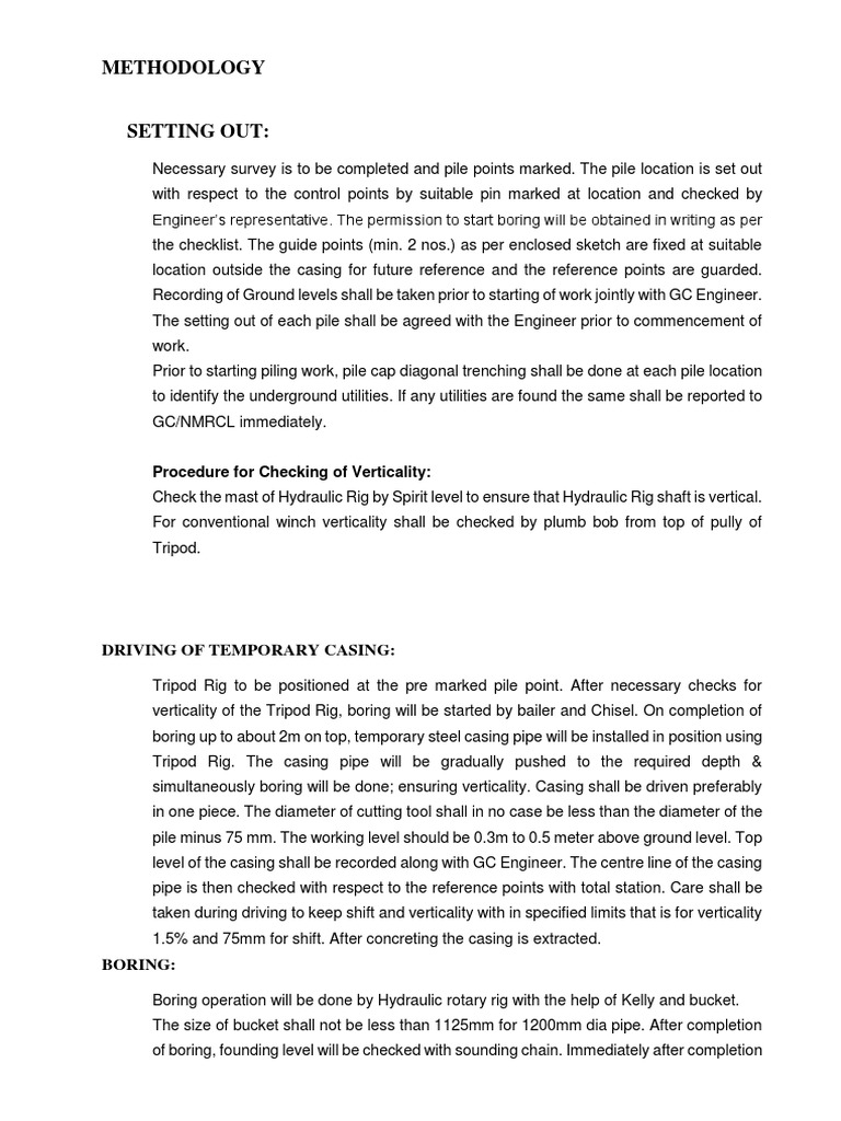 Methodology: Procedure For Checking of Verticality | PDF | Deep ...