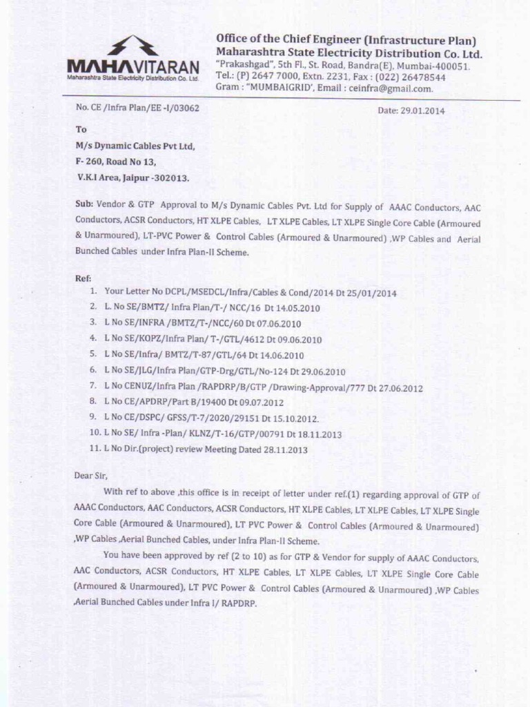 Msedcl Approval GTP & Drawing - Msedcl Infra-II | PDF