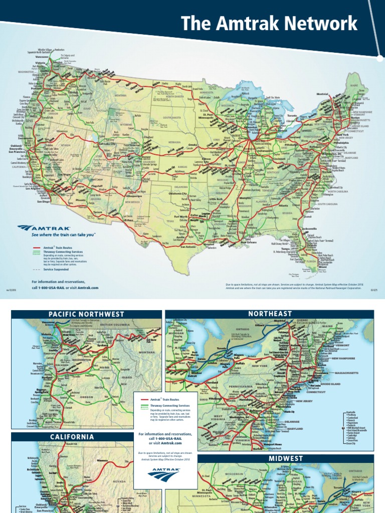 Amtrak System Map 1018 PDF | PDF | Geomorphology | Nature
