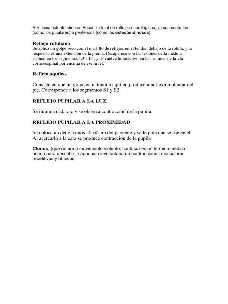 Arreflexia Osteotendinosa | PDF