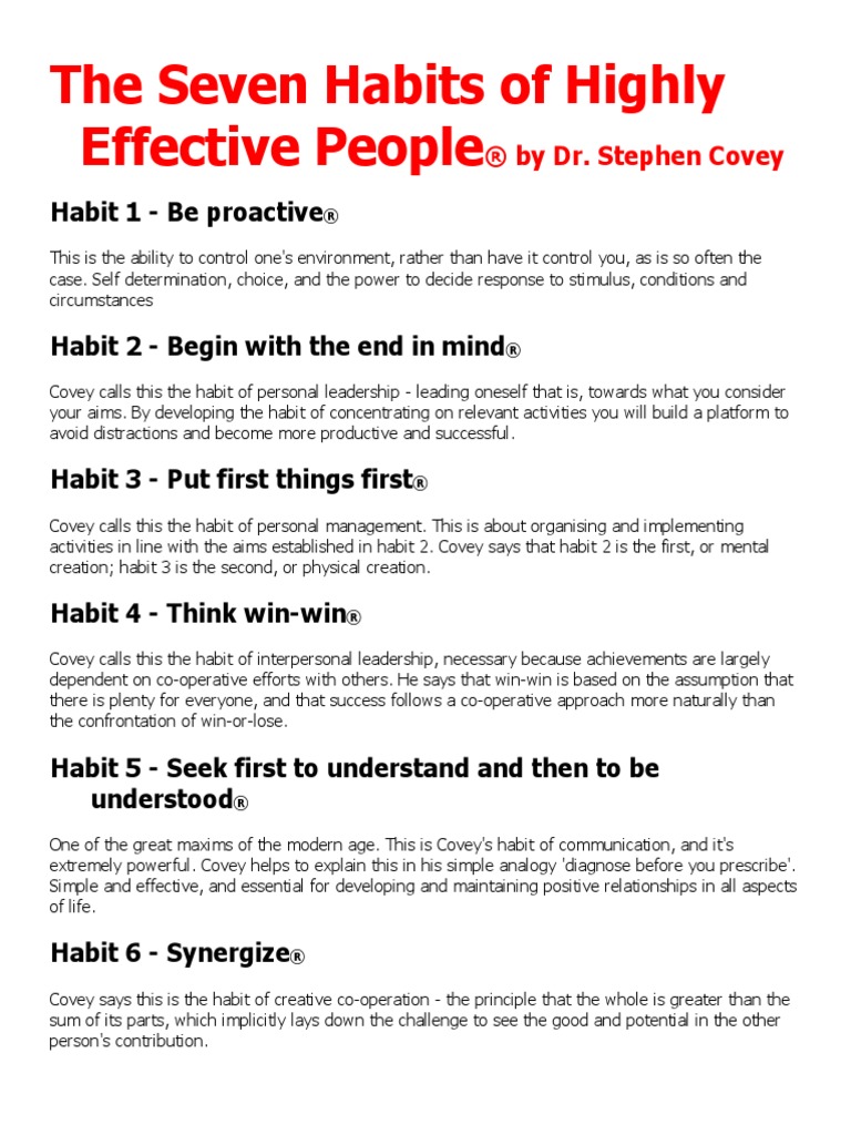 The Seven Habits of Highly Effective People: Habit 1 - Be Proactive ...
