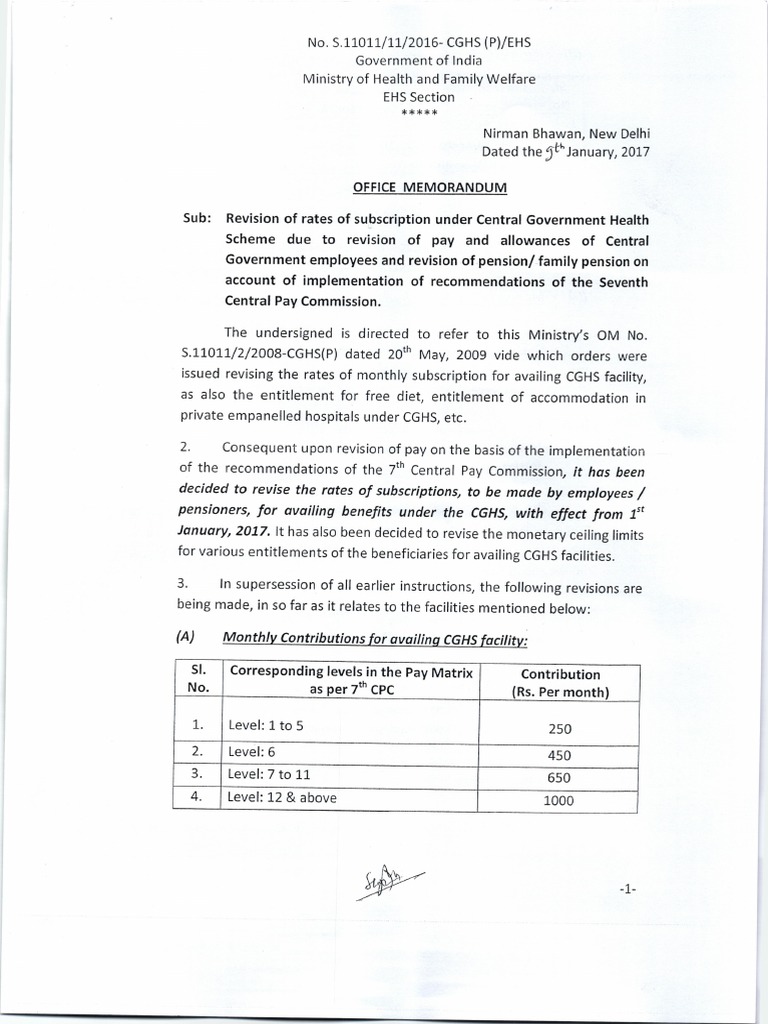 CGHS Revised Contribution | PDF | Employee Relations | Employment