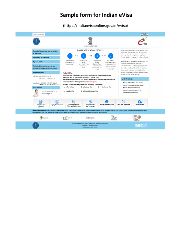 Sample Form For Indian Evisa: (Https://Indianvisaonline - Gov.In/Evisa ...