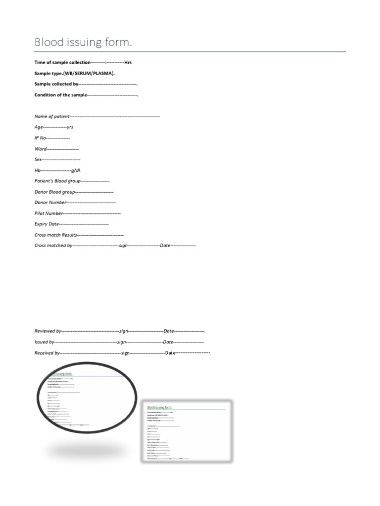 Blood Issuing Form Details | PDF