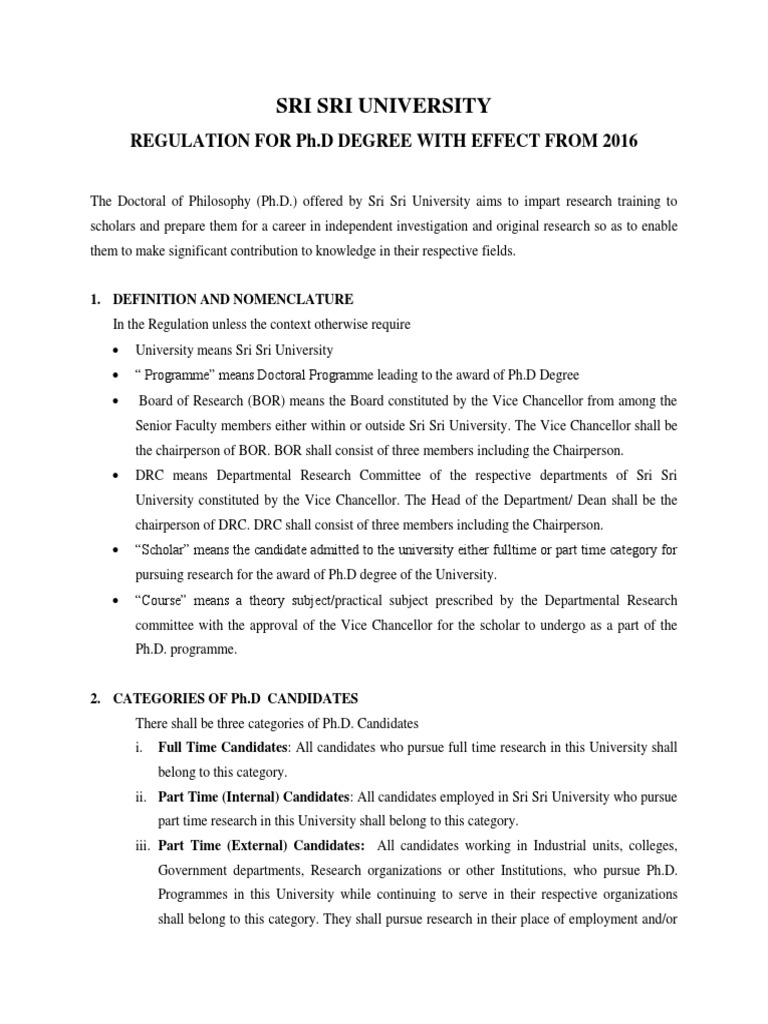 PHD Regulations | PDF | Doctor Of Philosophy | Thesis