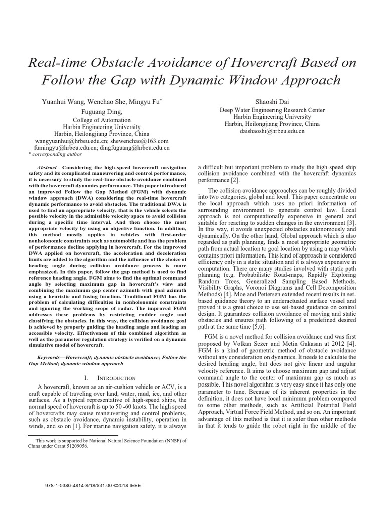 Real-Time Obstacle Avoidance of Hovercraft Based On Follow The Gap With Dynamic Window Approach ...