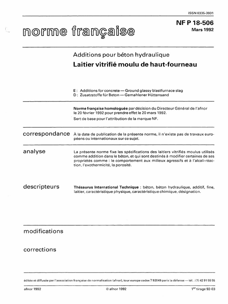 NF P 18-506 - Mars 1992 PDF | PDF