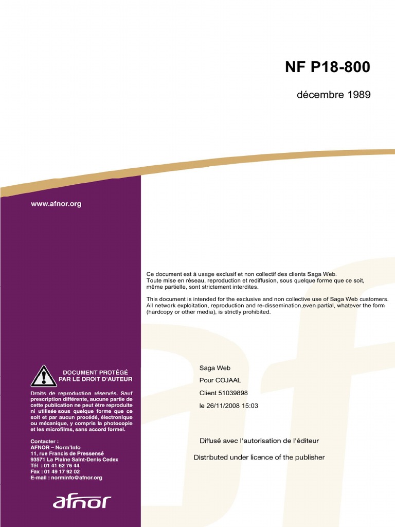 NF P 18-800 PDF | PDF