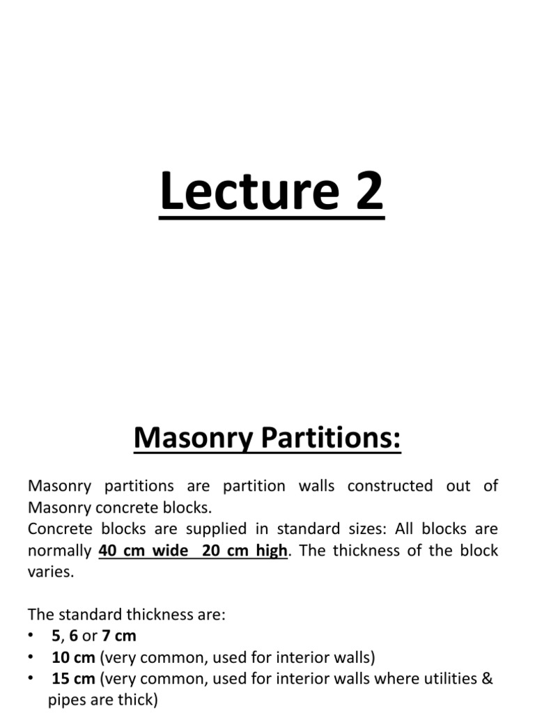 Lecture 2 204 | PDF | Masonry | Wall