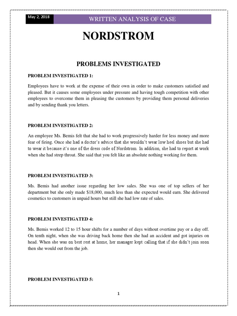 NordStrom Case Study Analysis | PDF | Incentive | Employment