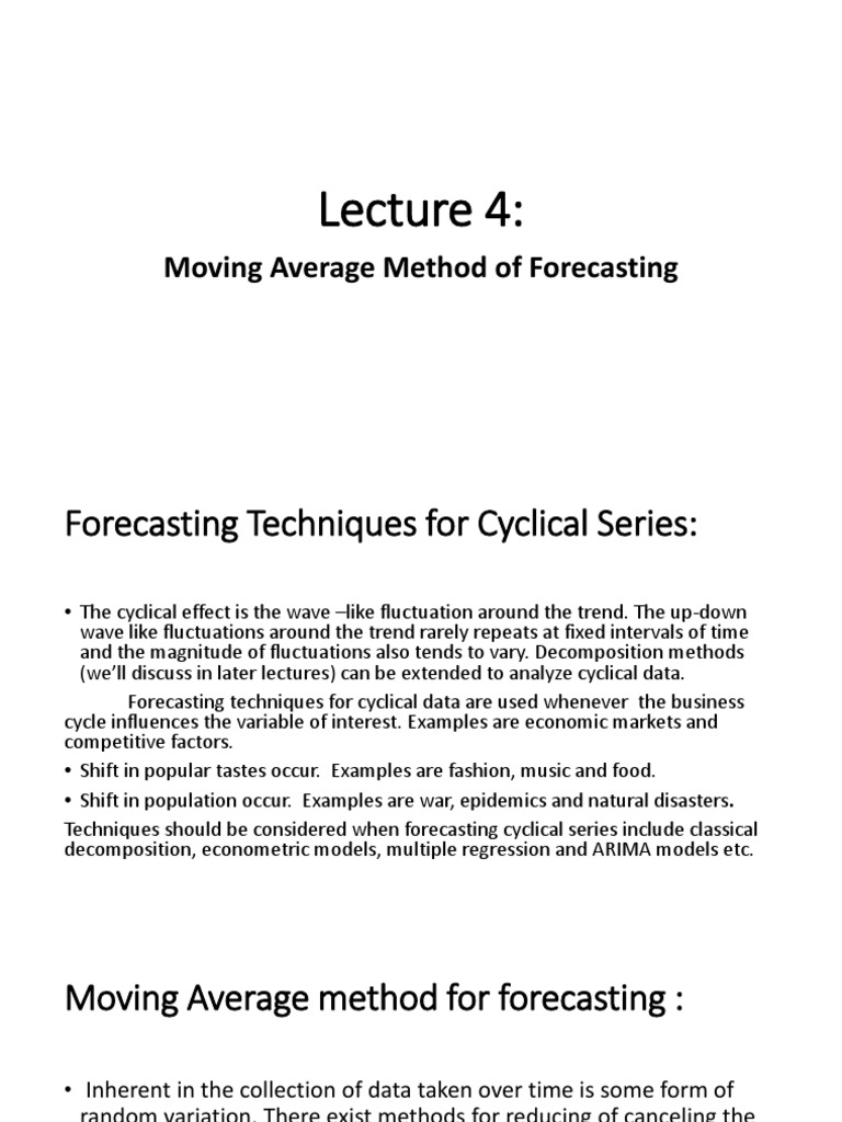 Moving Average Method of Forecasting | PDF | Moving Average | Forecasting