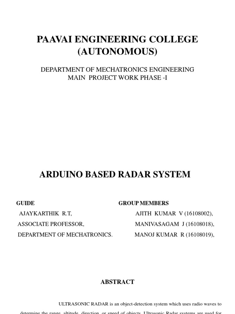 Arduino Based RADAR System Project | PDF | Radar | Ultrasound