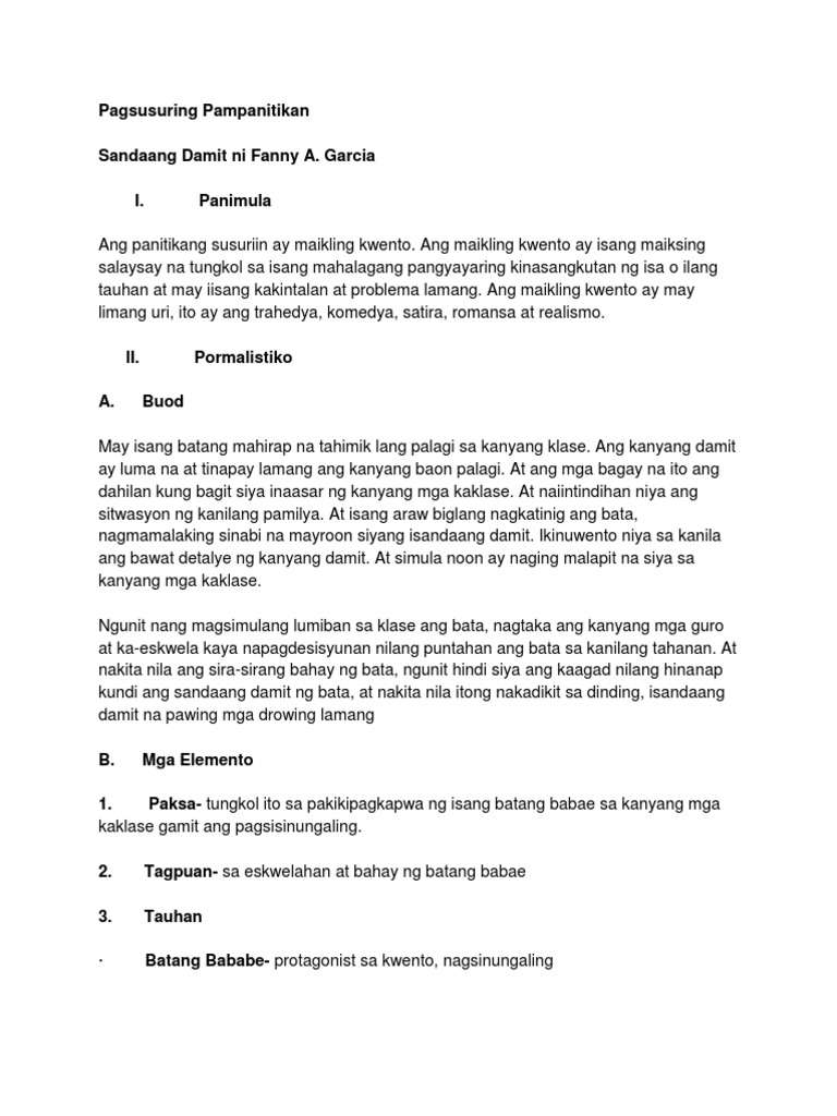 Pagsusuri NG Isang Daang Damit | PDF