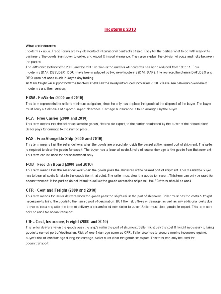 Incoterms 2010: Exw - Exworks (2000 and 2010) | PDF | Private Law | Trade