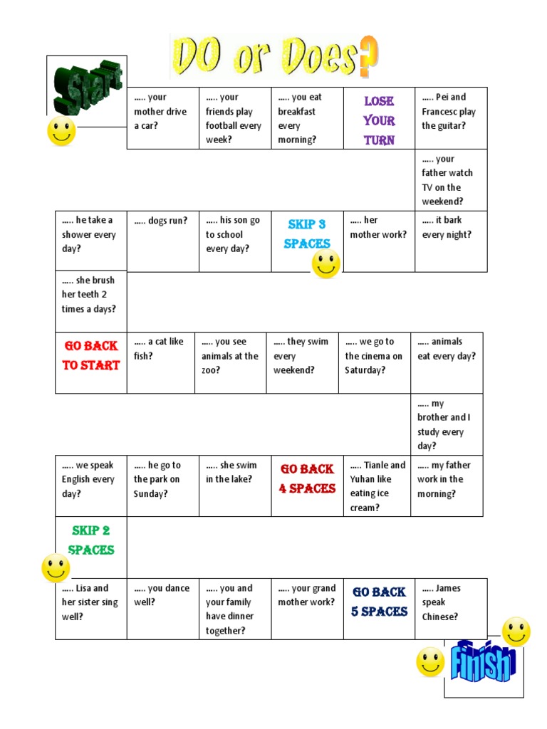 Do Does Question Board Game | PDF