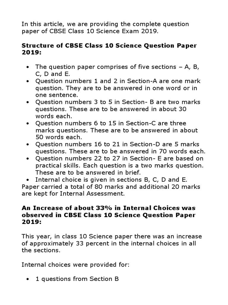 Science CBSE Question Paper | PDF | Periodic Table | Electron Configuration