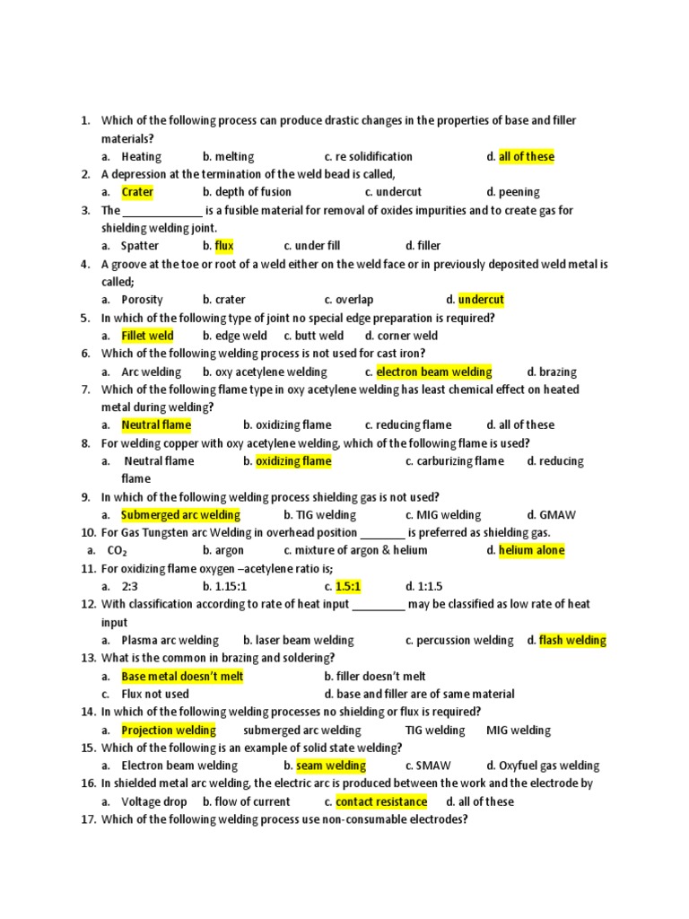 Mcqs Welding | PDF | Welding | Construction