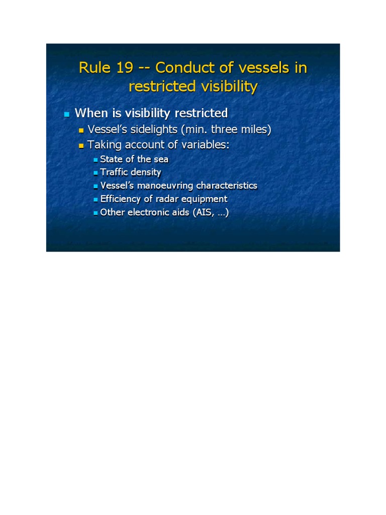 Rule 19 - Conduct of Vessels in Restricted Visibility | PDF ...