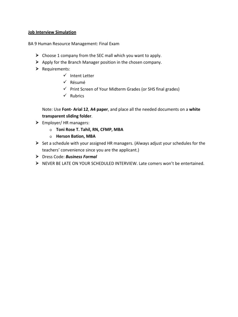 Job Interview Simulation | PDF | Human Resource Management | Nursing