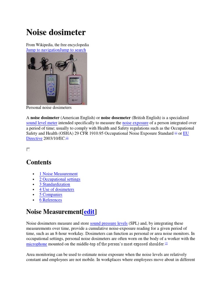 Understanding Noise Dosimeters for Safety | PDF | Noise | Hearing