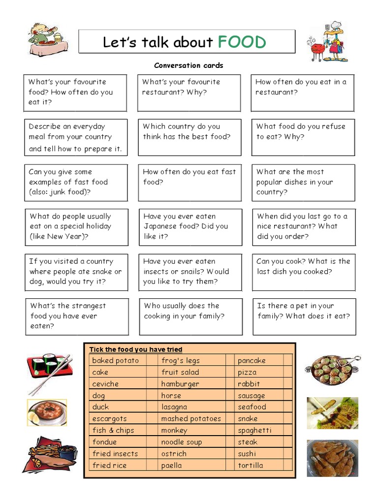Food Conversation Starters Guide | PDF | Cooking, Food & Wine