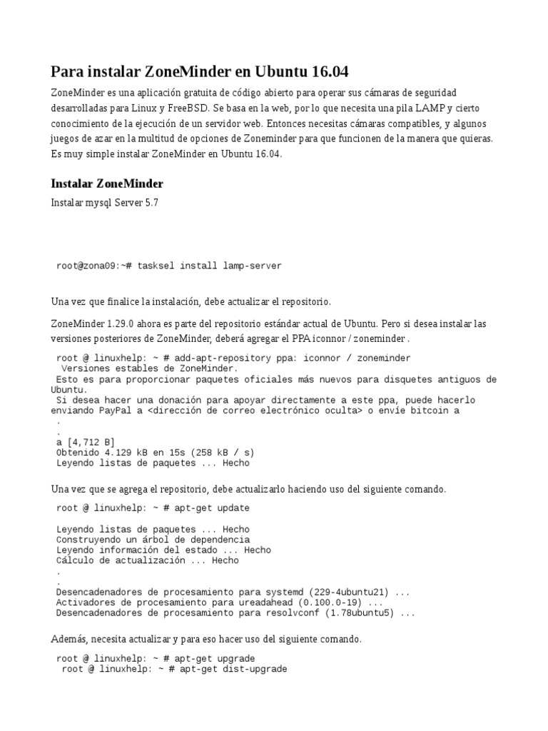Instalar ZoneMinder en Ubuntu 16.04 en | PDF | Software libre ...