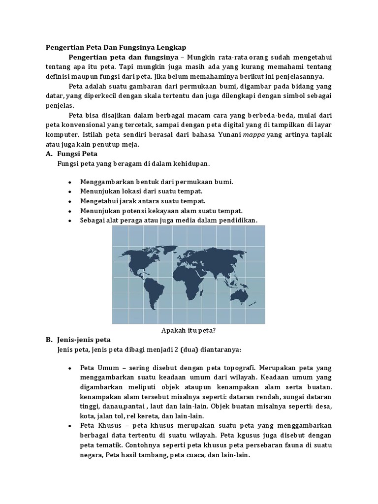 Pengertian Peta Dan Fungsinya Lengkap | PDF